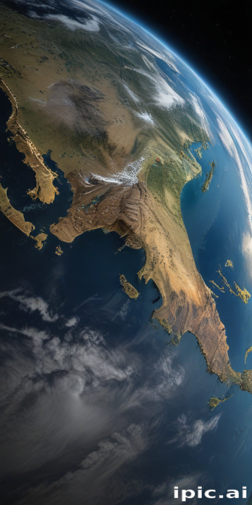 Stunning Aerial View of Earth Highlighting Landforms and Oceanic Features