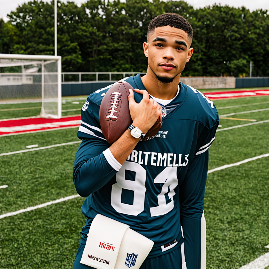a lightskin man in football gear