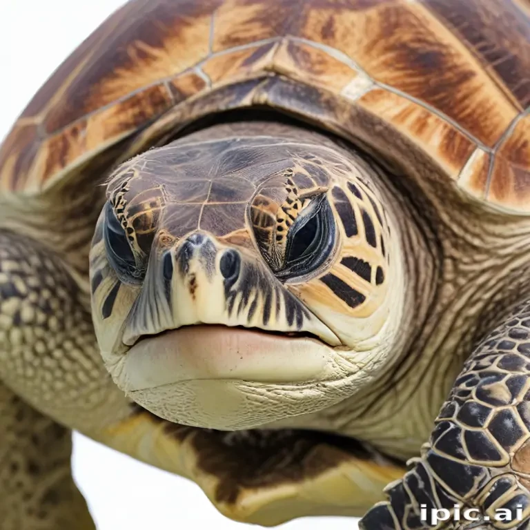 Close-Up of a Majestic Sea Turtle with Intricate Shell Patterns and ...