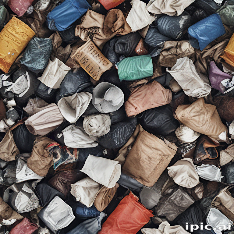 Colorful Piles of Discarded Fabric and Textiles in a Chaotic Arrangement