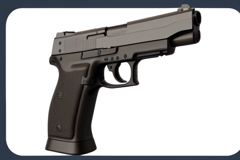 Realistic 3D Rendering of a Semi-Automatic Handgun on a White Background