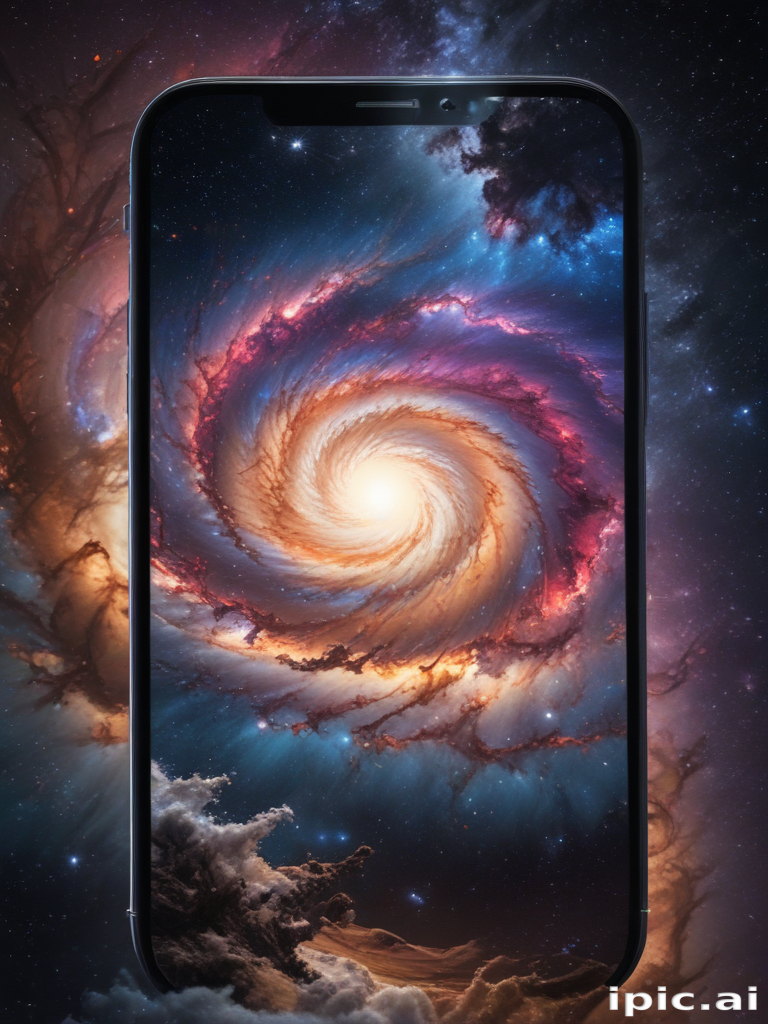 Exploring the Cosmos: A Stunning Galaxy Displayed on a Smartphone Screen