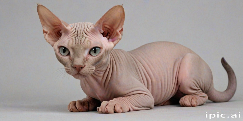 Unique Sphynx Cat with Distinctive Features Posing Elegantly on Light ...
