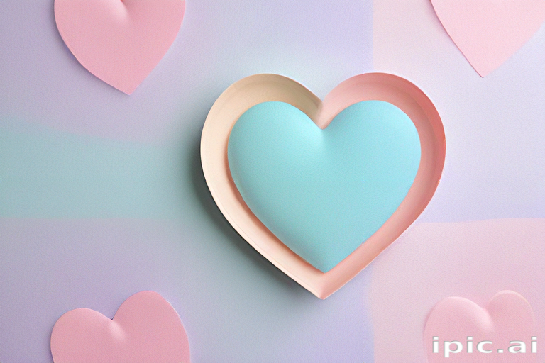 Soft Pastel Heart Design Against a Whimsical Colorful Background of Love
