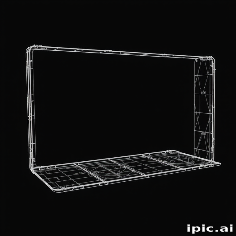 3D Wireframe Model of a Laptop Displaying Intricate Structural Details