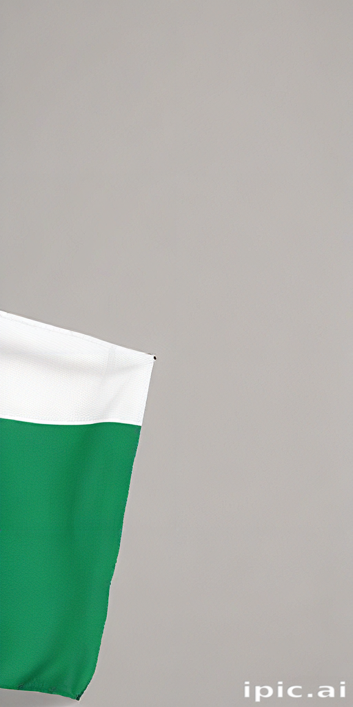 Vibrant Green Flag with White Stripe Against a Minimalistic Gray Background
