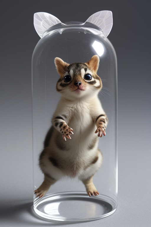 Adorable Small Animal with Big Eyes Displayed in a Glass Dome