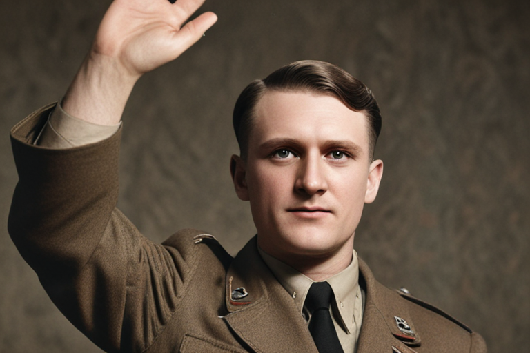 Nazi salute, in color, realistic
