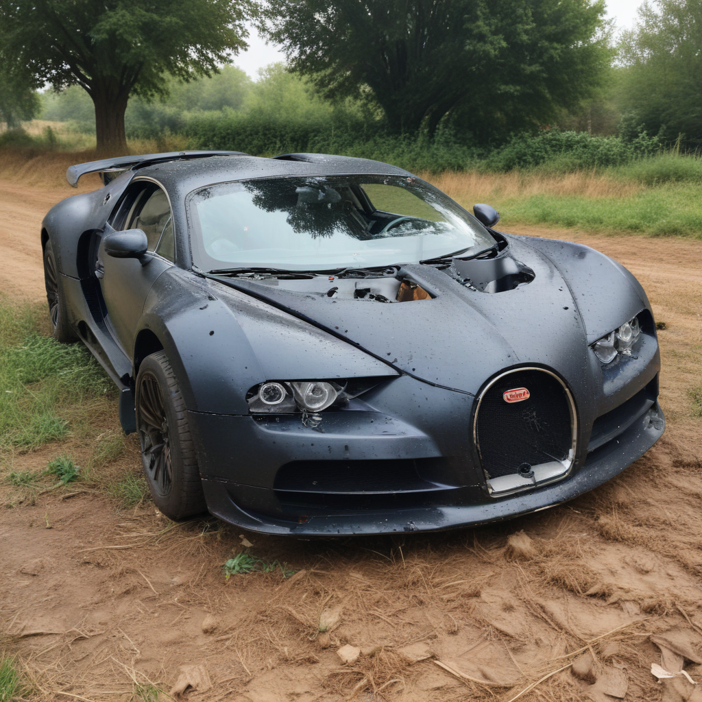 a crashed bugatti