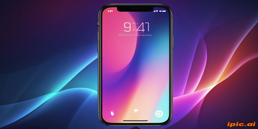 Modern Smartphone Displaying Vibrant Abstract Background with Time and ...