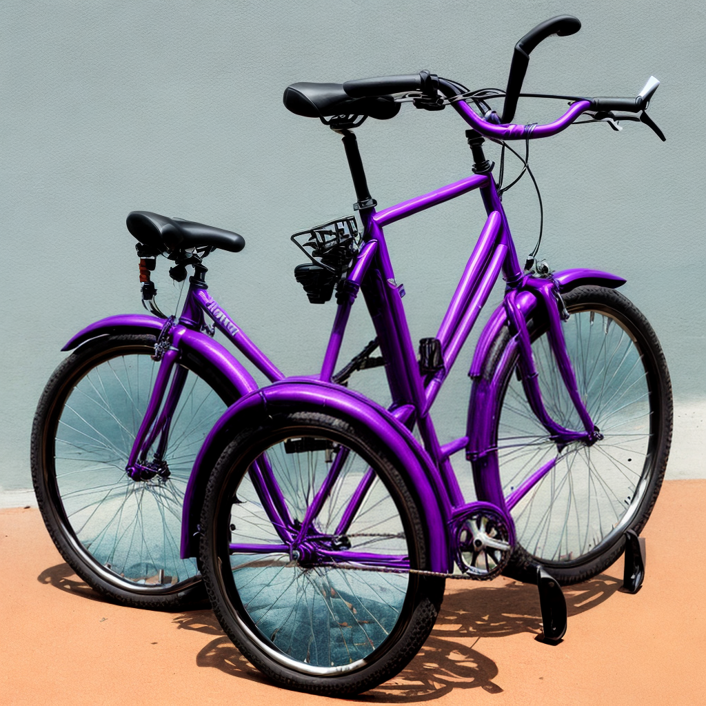 A purple coloured bicycle