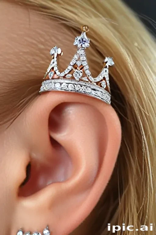 Elegant Ear Cuff Design Featuring a Sparkling Crown for Stylish Accessories