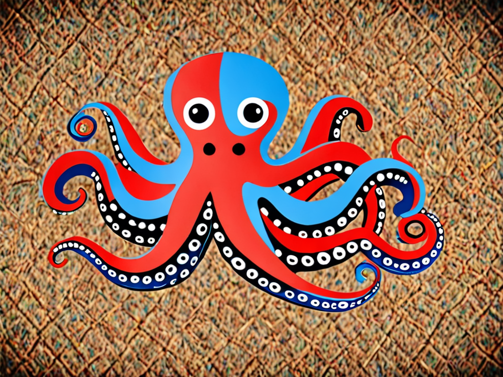 two cartoon octopus, one red and the other blue