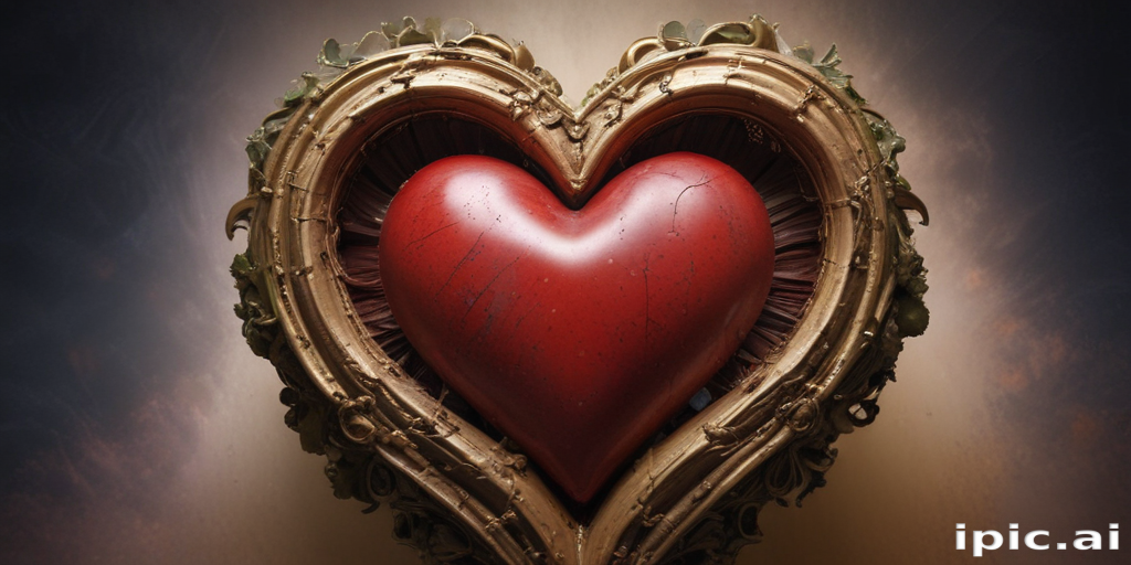 Artistic Representation of a Heart Enclosed in a Decorative Frame