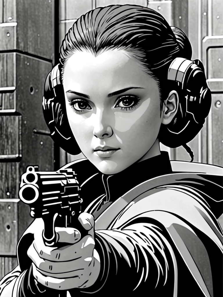Padmé Amidala, anime, manga, 2d, ghibli, ghost in a shell, black and ...
