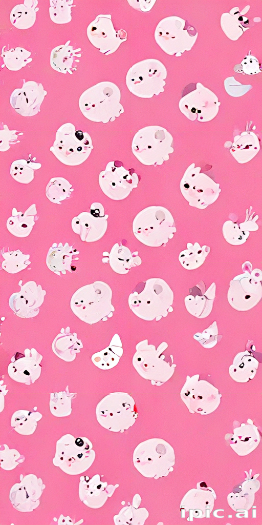 Adorable Array of Cute Pink Characters Playfully Scattered on Background