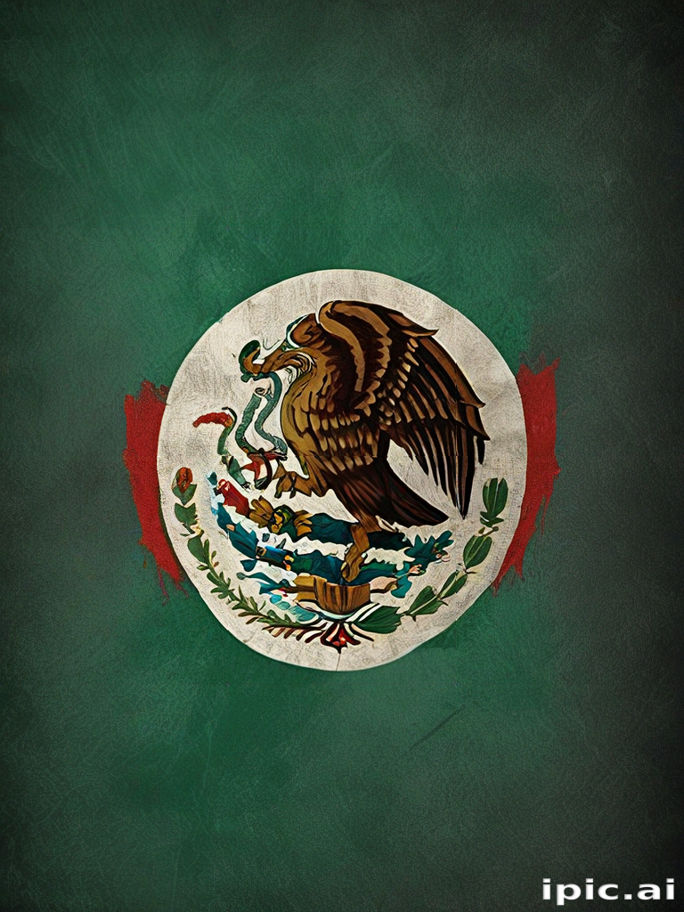 Emblem of Mexico Featuring the National Eagle and Serpent Symbolism