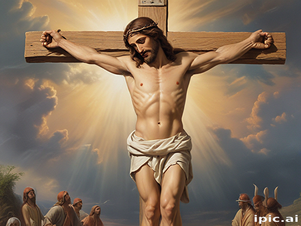 Depiction of the Crucifixion: Jesus on the Cross Surrounded by Mourning Figures