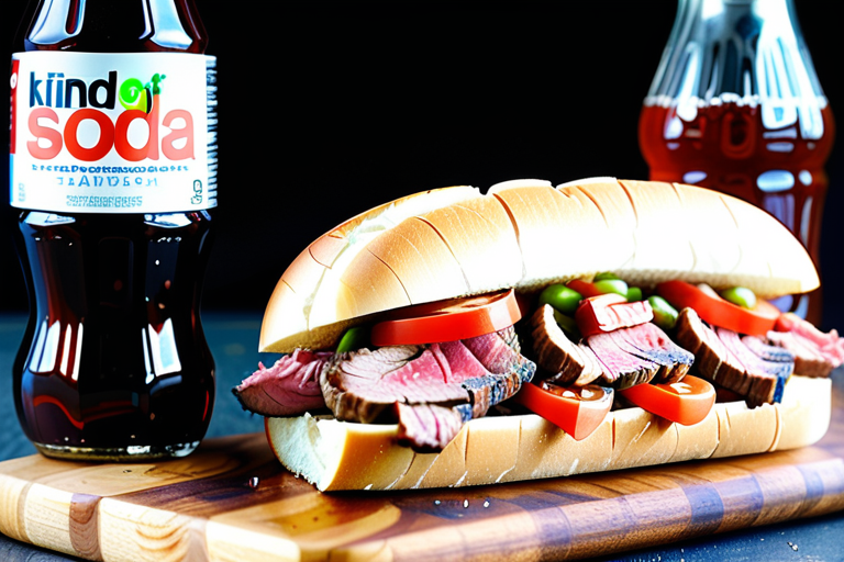 Deliciously Crafted Sandwich with Cold Soda for a Perfect Meal