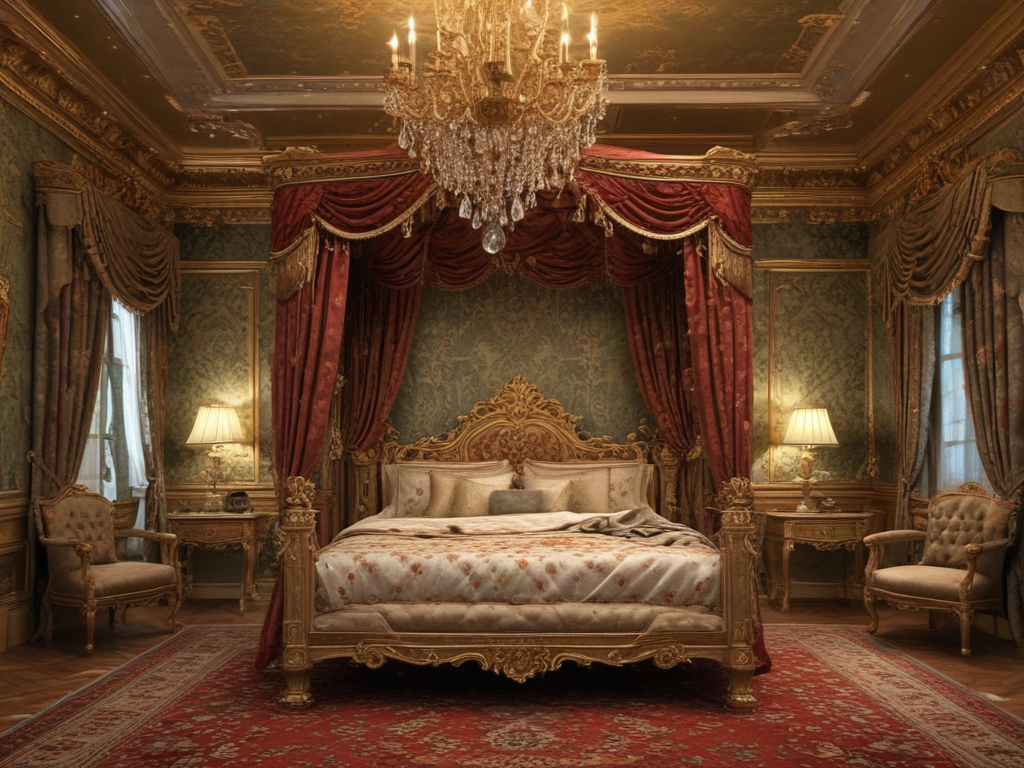 Opulent Bedroom Design Featuring a Luxurious Canopy Bed and Elegant Decor