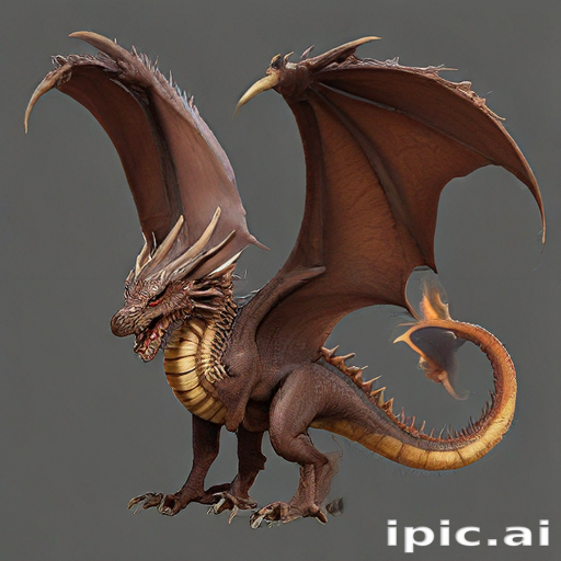 Majestic Brown Dragon with Impressive Wings and Fierce Expression in Flight