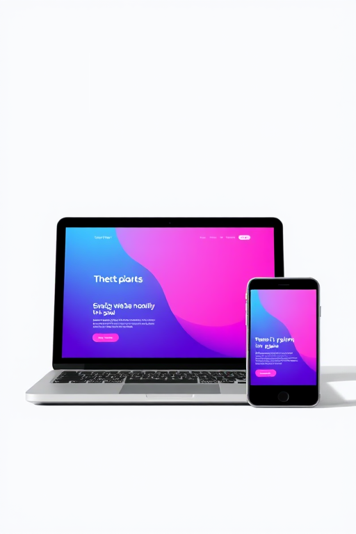 Modern Website Design Showcase on Laptop and Smartphone with Vibrant Colors