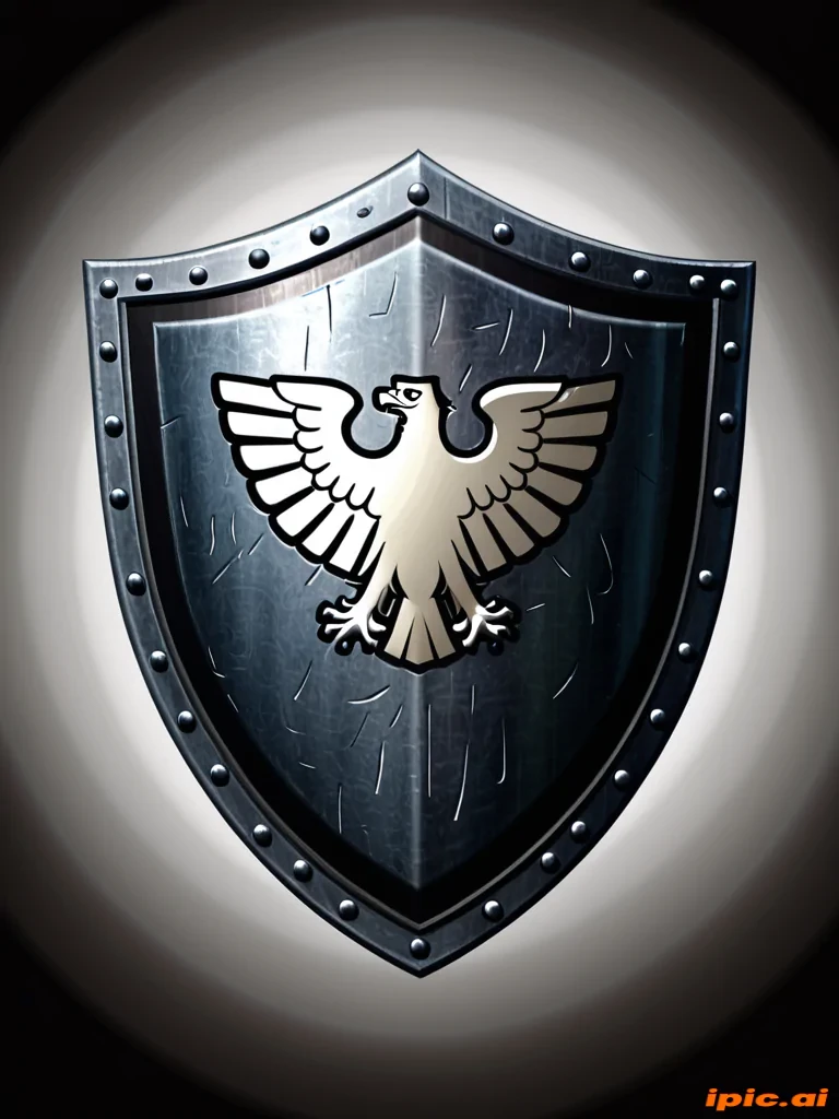 A Majestic Metallic Shield Featuring an Elegant Eagle Emblem Design