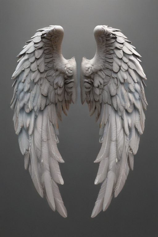 Elegant and Detailed Sculpture of Angel Wings with Intricate Feather ...