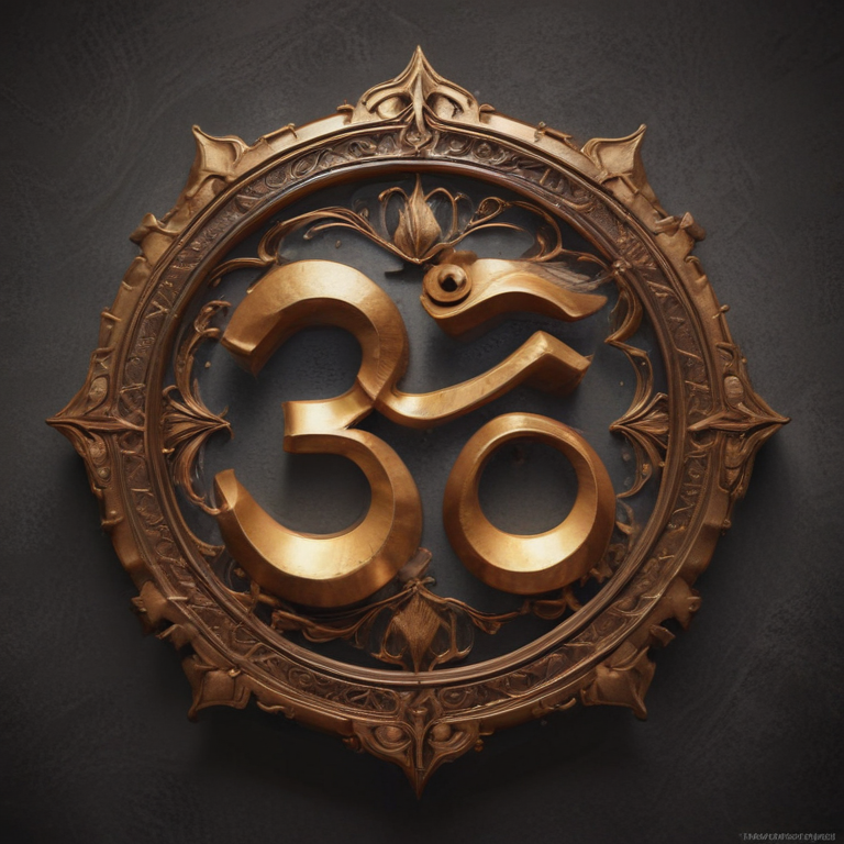 Intricate Golden Om Symbol Encircled by Ornate Floral Design Elements