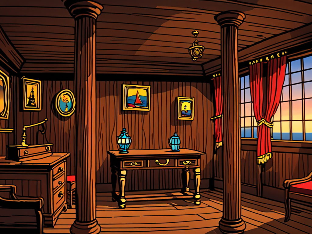 Interior of Captain Hook's state room on the pirate ship from the ...