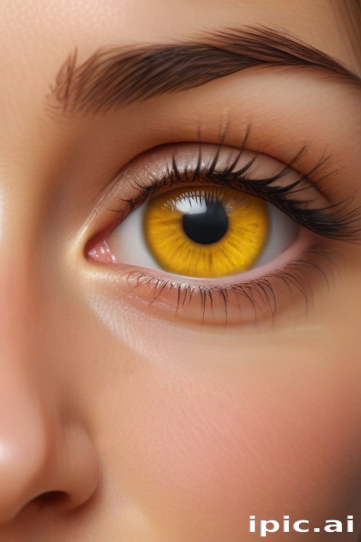 Close-Up of a Striking Eye with Vivid Yellow Iris and Lush Lashes