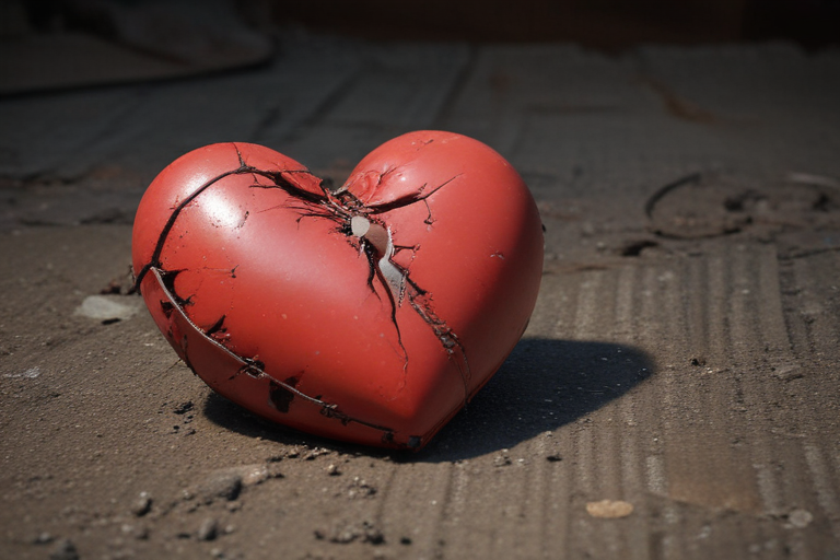 Shattered Love: A Broken Heart Symbolizing Lost Affection and Heartache.