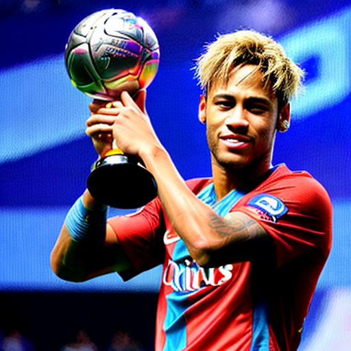 Neymar with fifa wolrd cup trophy