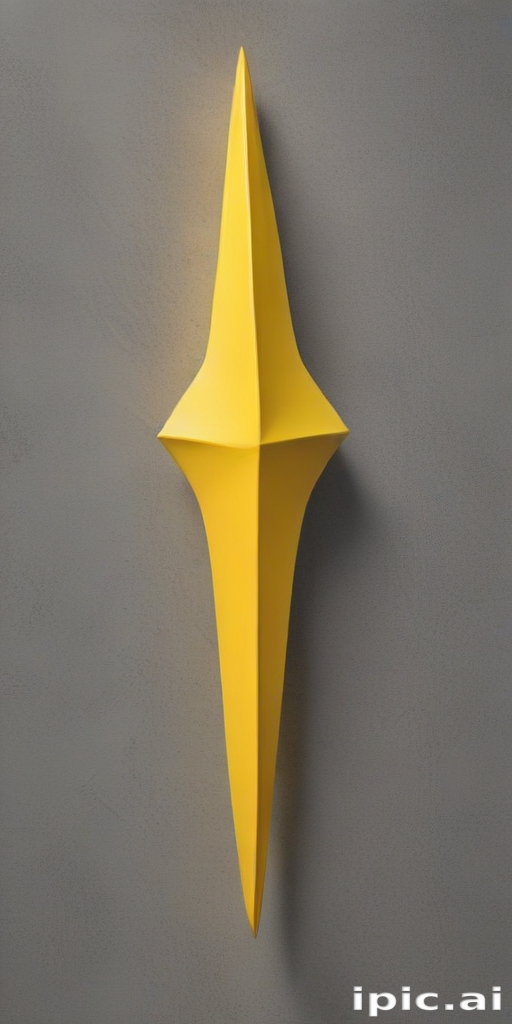 Stylized Yellow Sculpture with Sharp Edges Against a Minimalist Background