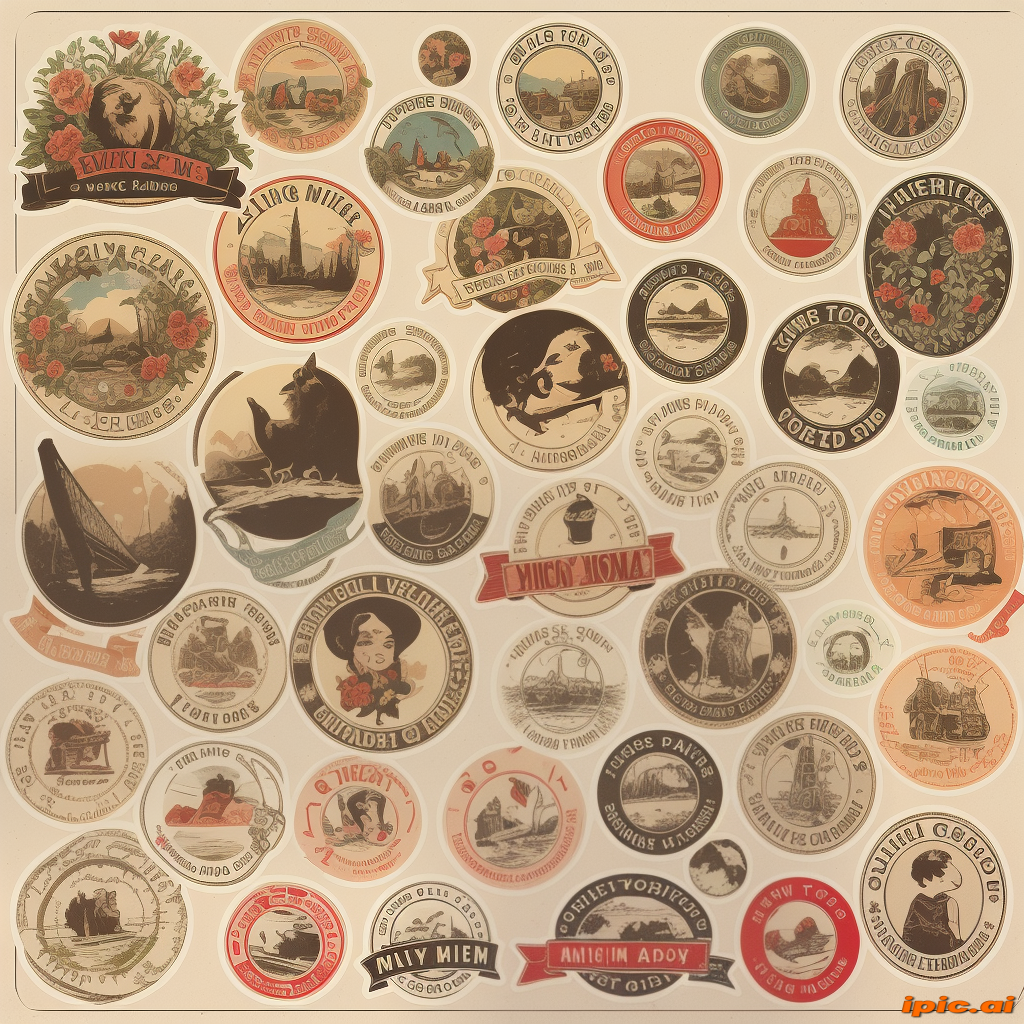 Vintage Travel Stickers Featuring Scenic Landscapes and Iconic ...