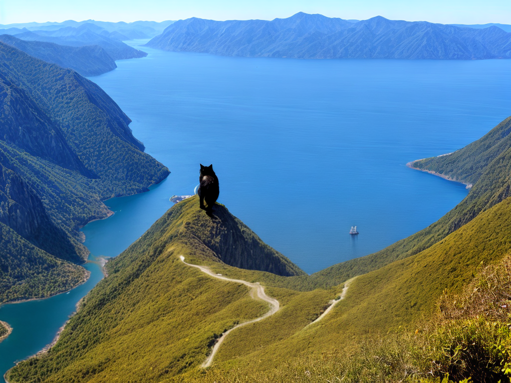 Cat hanging off edge of mountain