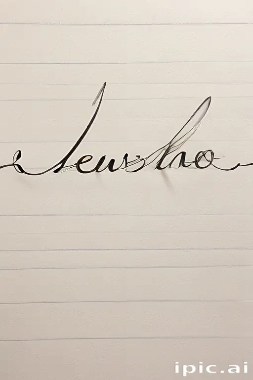 Intricate Handwritten Script of the Word 'Jewsho' on Notepad Paper