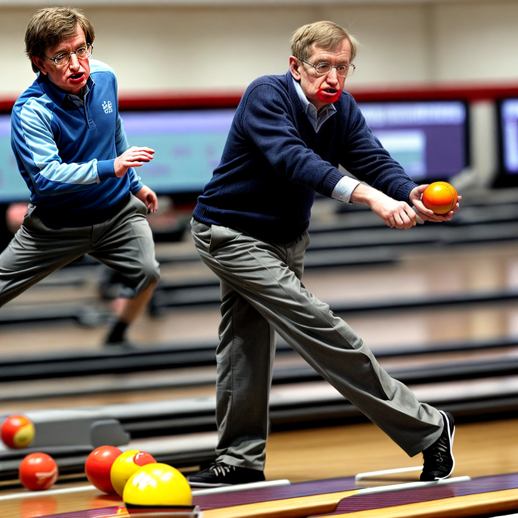 Stephen Hawking playing bowling