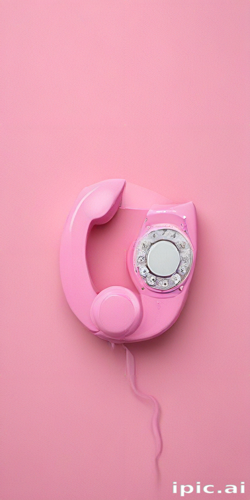 Vintage Pink Rotary Phone with a Playful Cat-Inspired Design on Pink ...