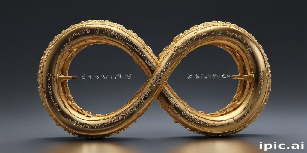 Intricate Golden Infinity Symbol Featuring Engraved Text and Elegant Design