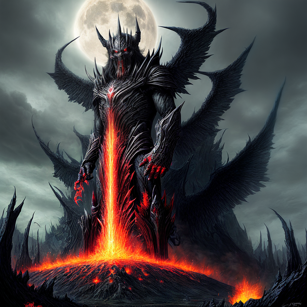 Satan standing on his throne in hell A Death Metal album cover by Dan ...