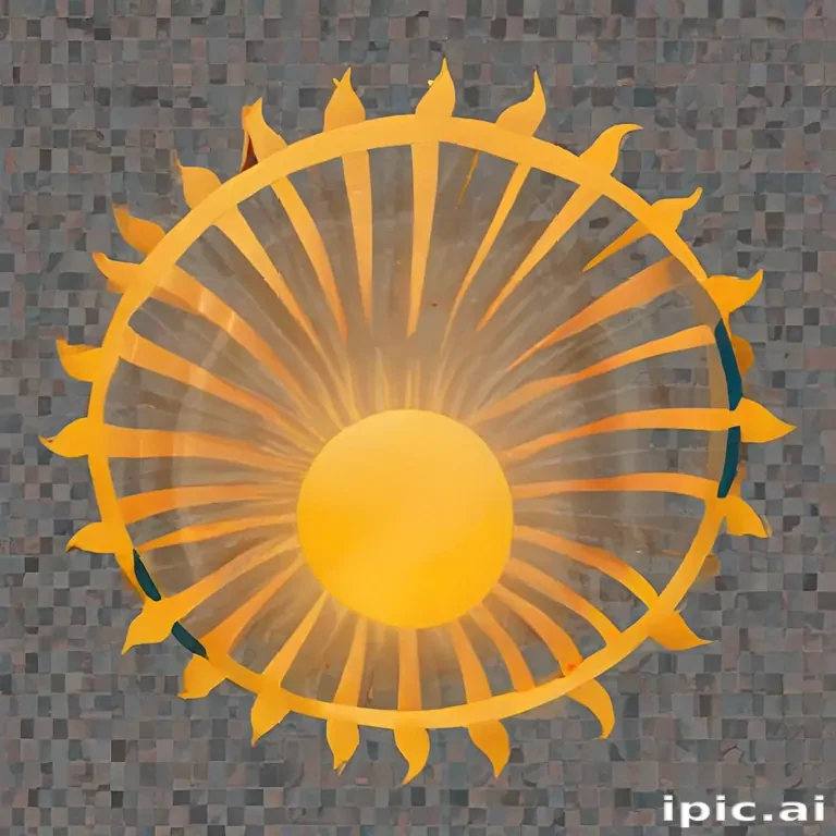 Radiant Sun Design with Stylized Rays on a Textured Background
