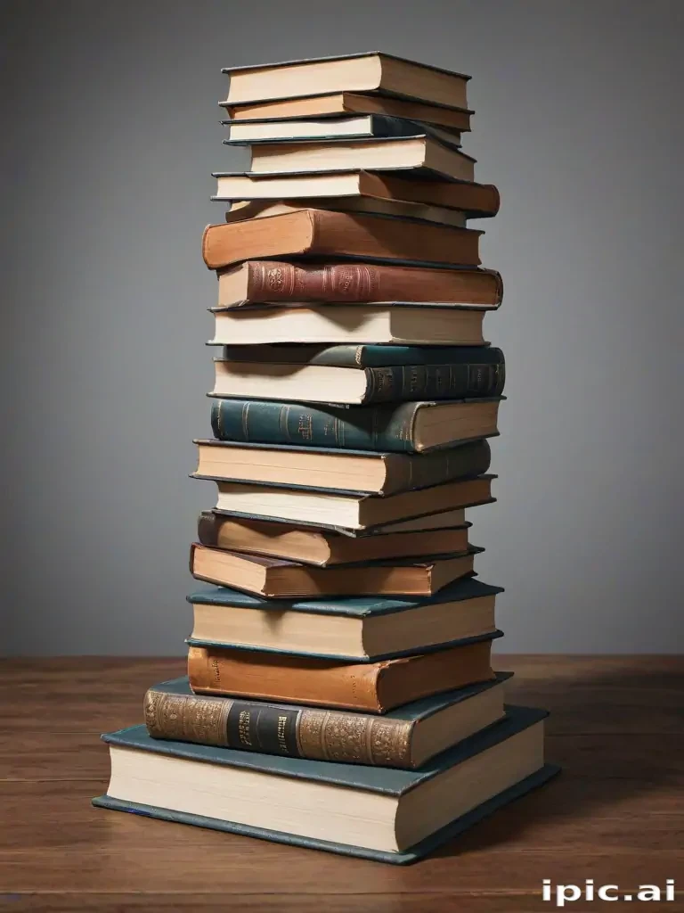 A Towering Stack of Classic Books Stands Proudly on a Table