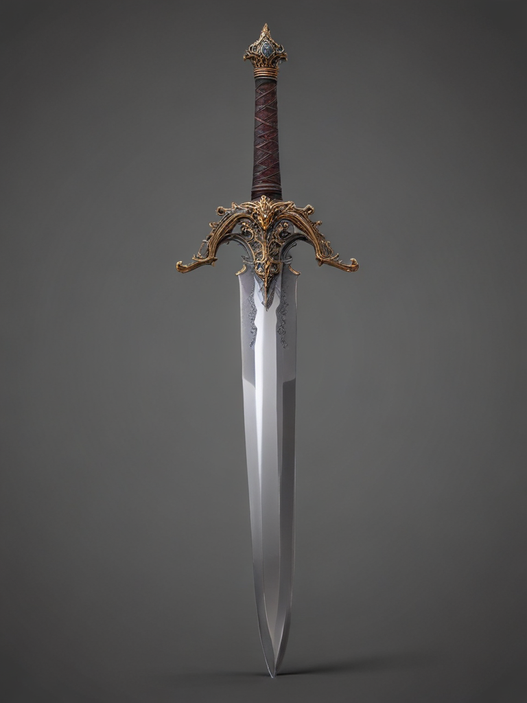 Ornate Sword with Intricate Design and Exquisite Detailing on Hilt