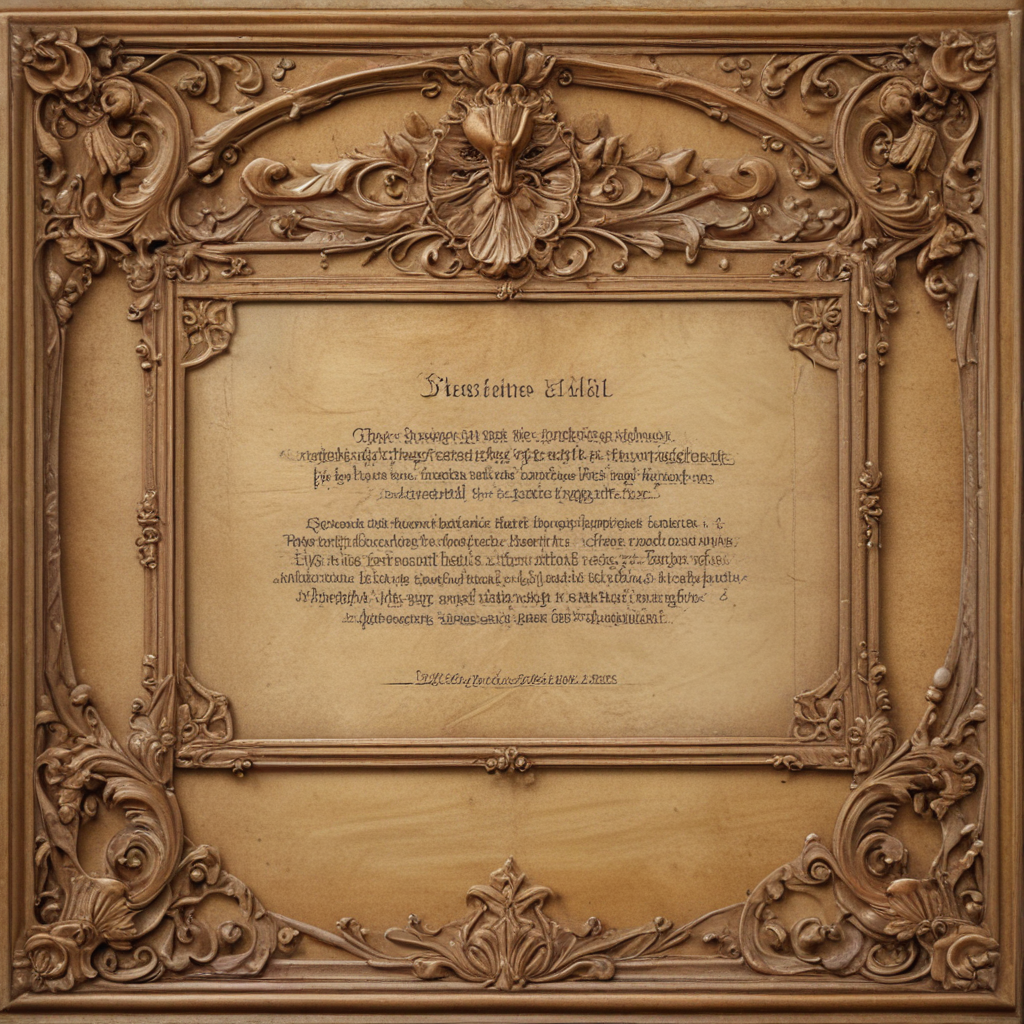 Intricate Wooden Frame Surrounding an Elegant Poetic Inscription on Paper