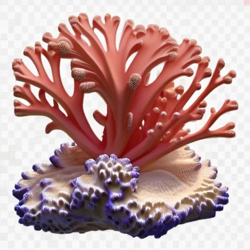 Vibrant Coral Reef Structure with Intricate Branches and Textured Base