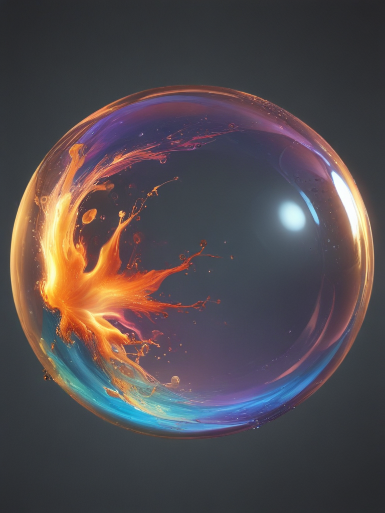An Ethereal Bubble Capturing the Essence of Fire and Water Together