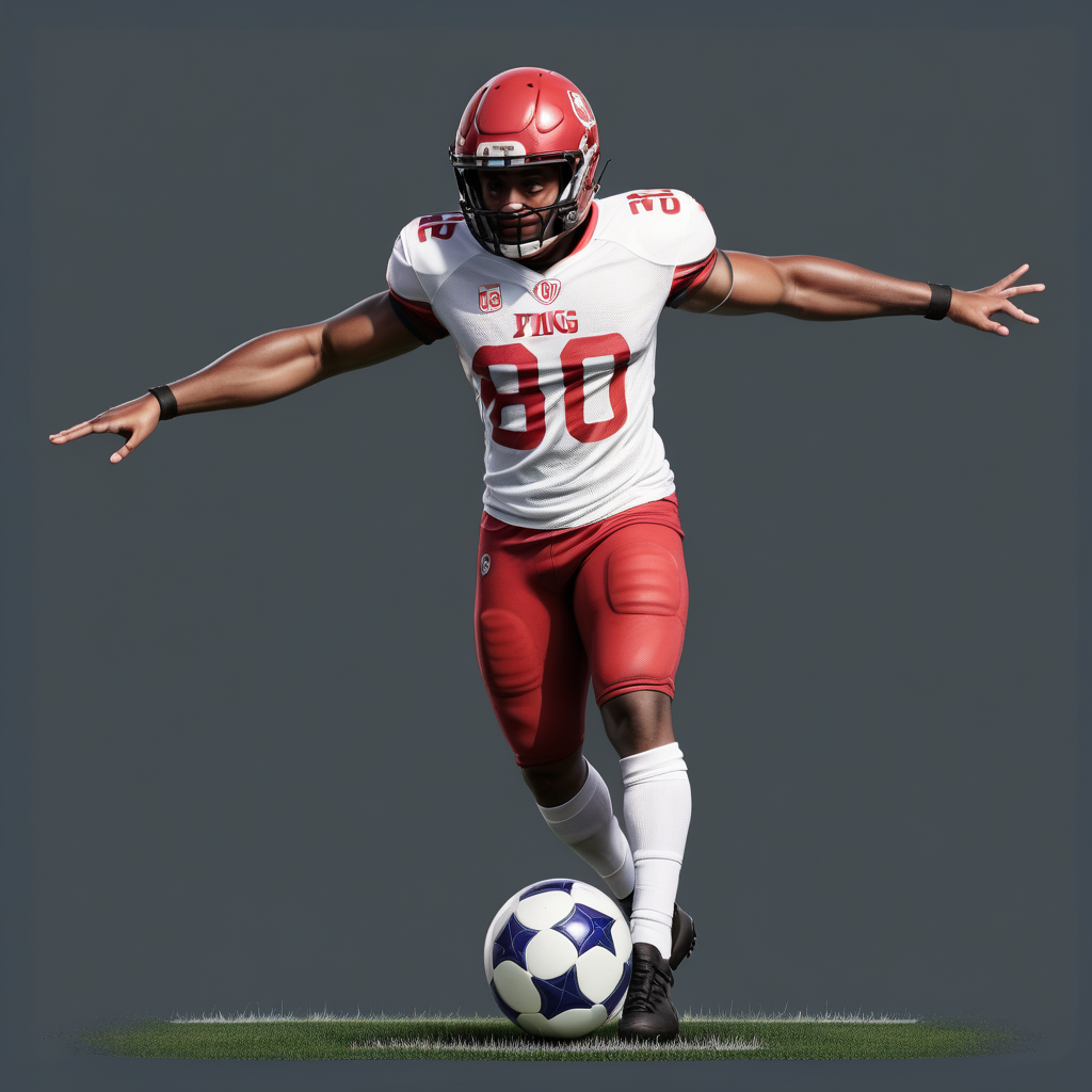 A Dynamic Football Player in Action, Showcasing Skill and Athleticism