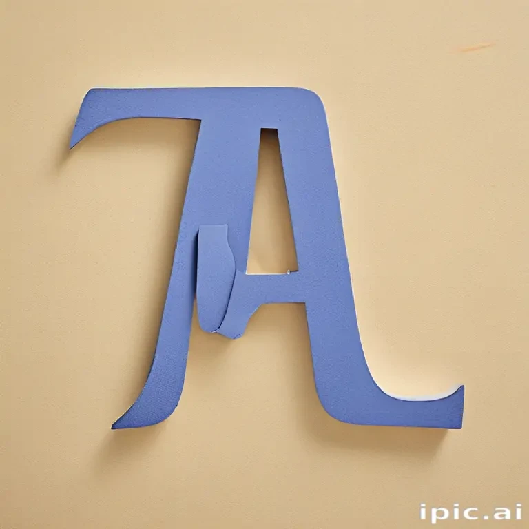 Stylized Blue Letter A Mounted Against a Soft Beige Wall Background