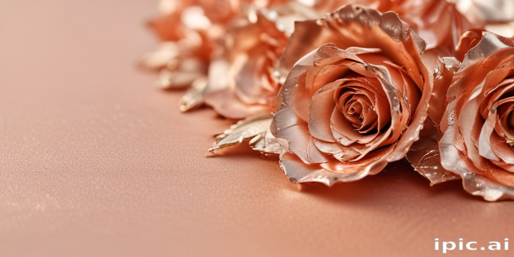 Elegant Arrangement of Beautiful Metallic Roses on Soft Coral Background